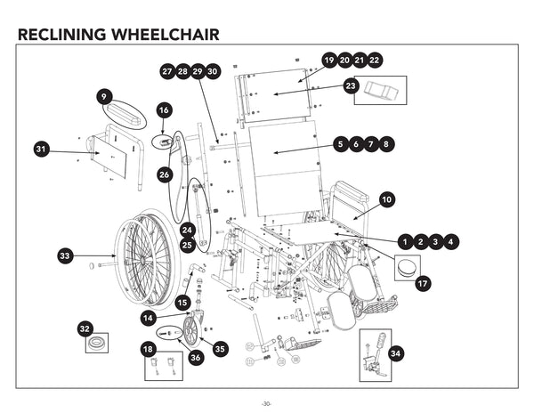 ProBasics Reclining Wheelchair WCR Replacement Part - WCR – Home Health ...